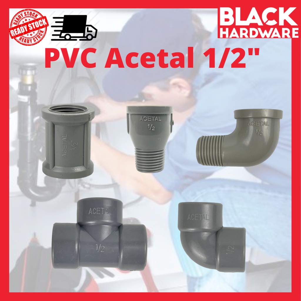 Black Hardware PVC Acetal 15mm Socket Elbow Pipe Tank Connector Hose ...
