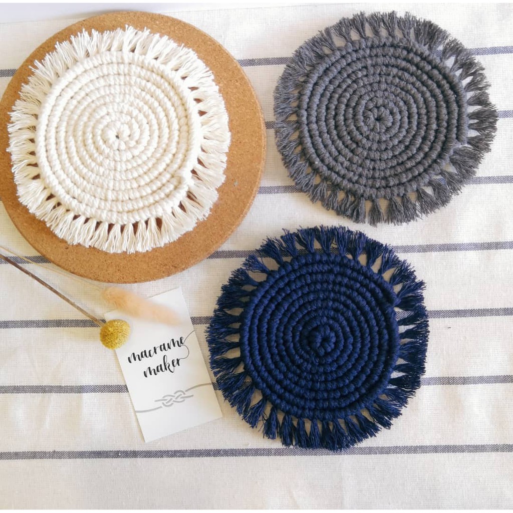 Circle Macrame Coaster /Tea & Drink Coaster / Bohemian home decor ...