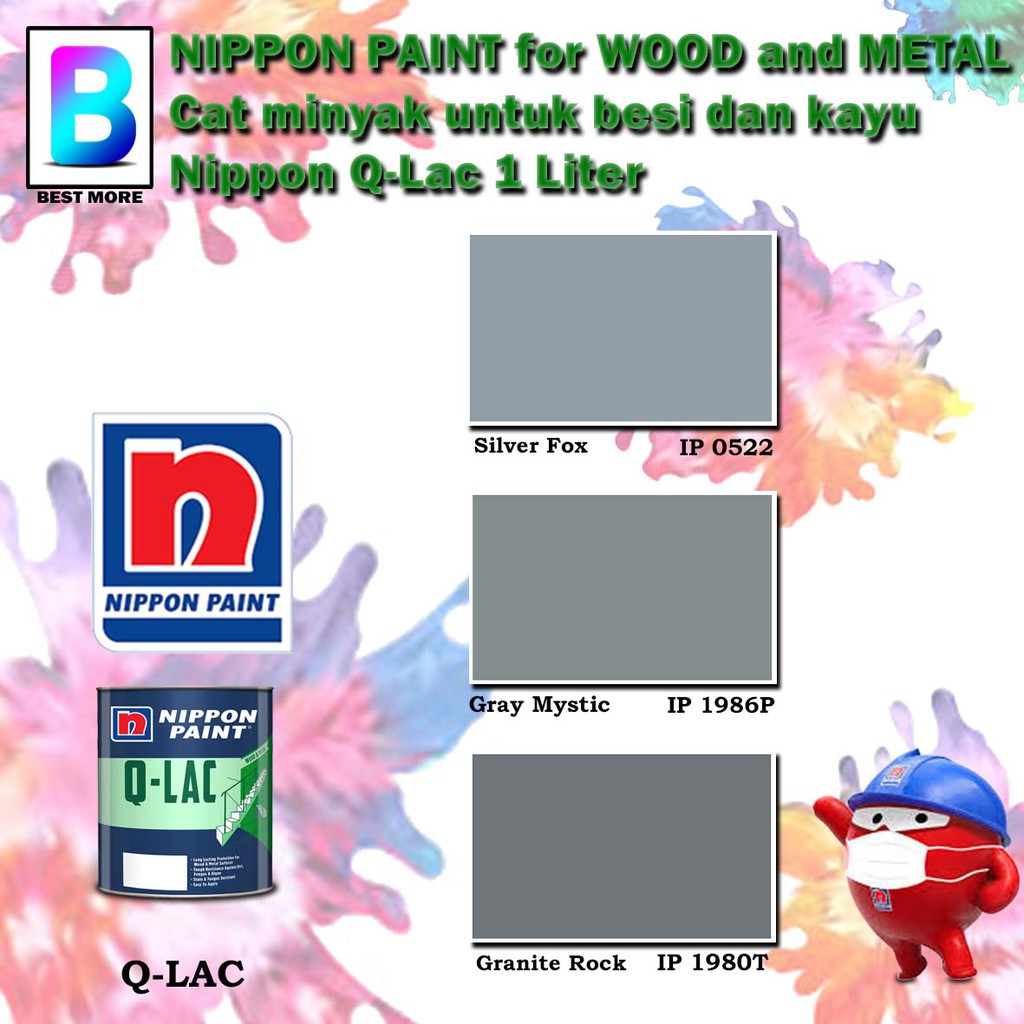 Nippon Paint Q-Lac Wood and Metal Paint Collection 1 Liter Silver Fox ...