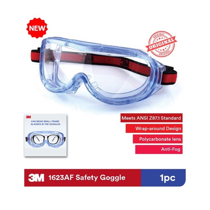 1623 AF 3M SAFETY GOOGLE - BLUE FRAME (CLEAR ANTI FOG LENS) | Shopee ...