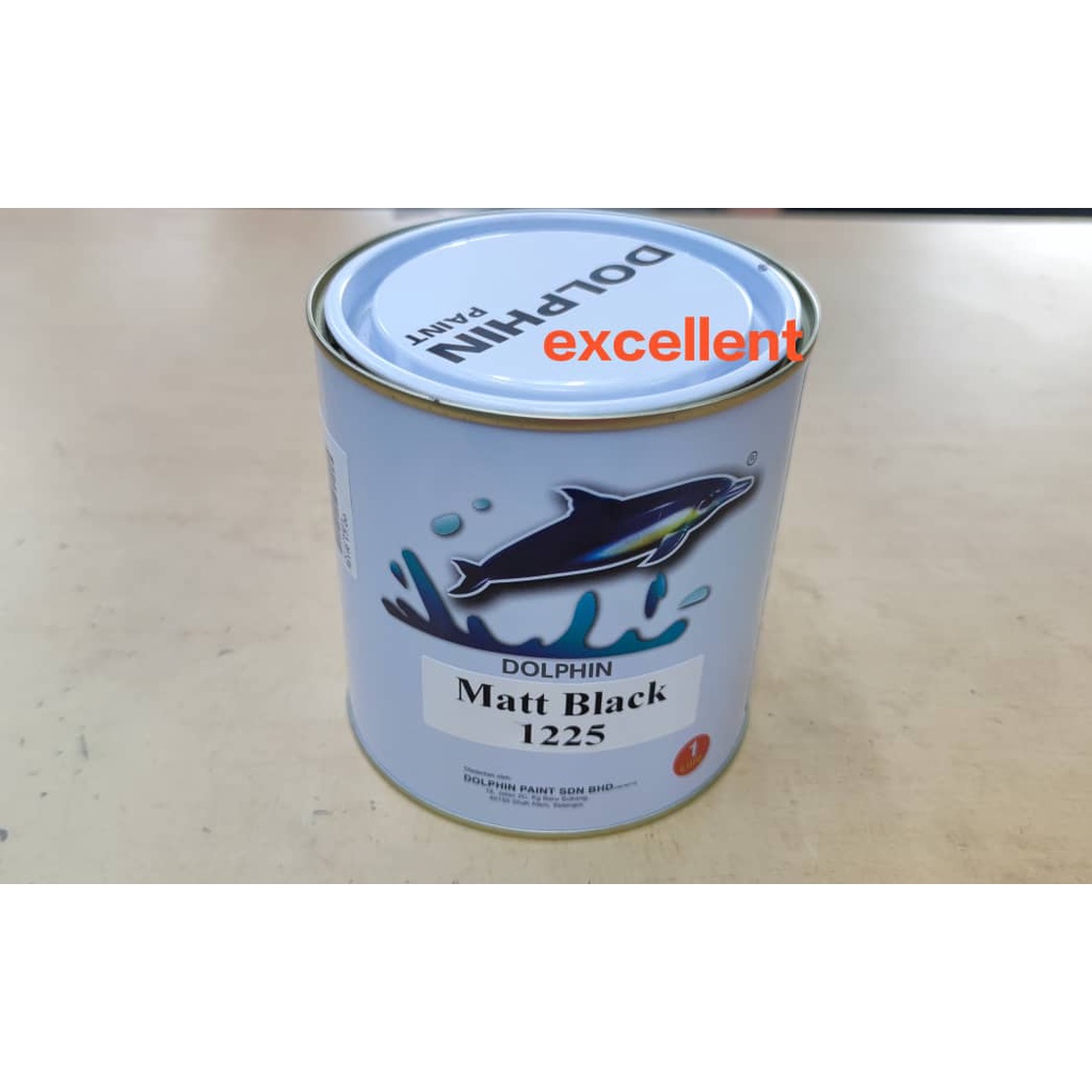 1L DOLPHIN Metal Paint Matt Black 1225 / Cat Minyak Hitam Mati / Warna ...