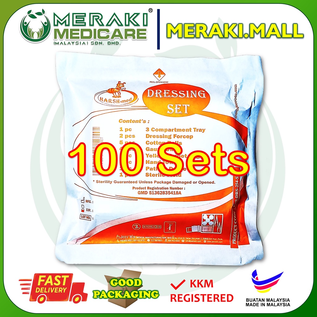 DISPOSABLE STERILE DRESSING SET - 2 FORCEPS/PENYEPIT - 100 Sets PDS-DRS ...