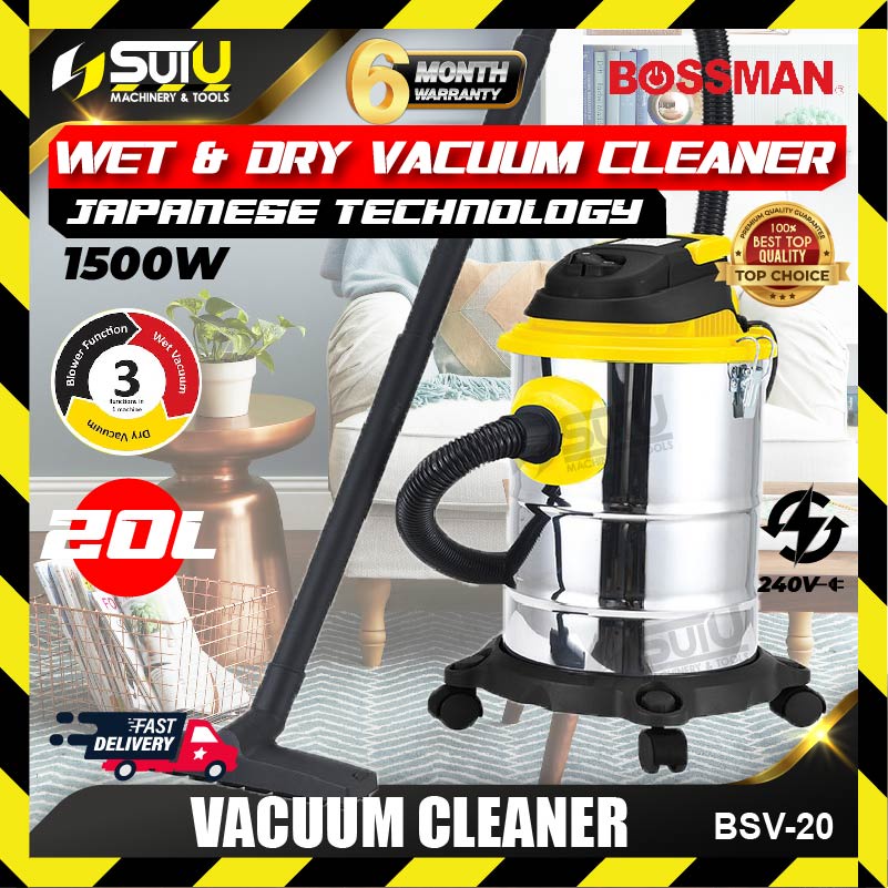 BOSSMAN BSV-20 / BSV20 3IN1 20L Wet & Dry Vacuum Cleaner 1500W | Shopee ...