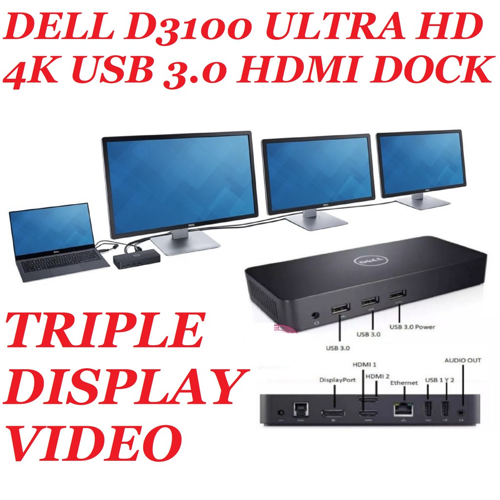 DELL D3100 ULTRA HD 4K DOCKING STATION ,TRIPLE VIDEO SUPPORTED ...