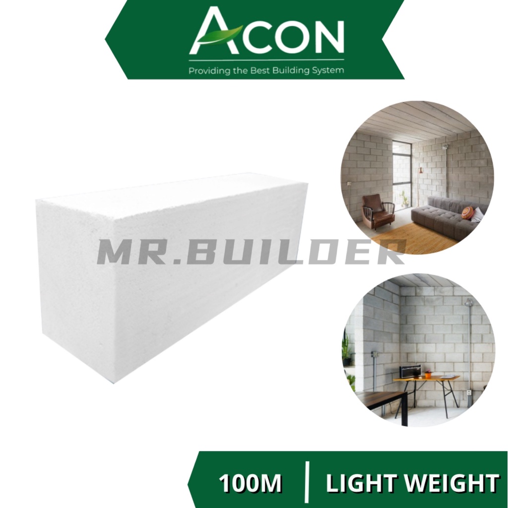 ACON Light Weight Block 600 x 200 x 100mm Blocks Bricks Batu Ringan ...