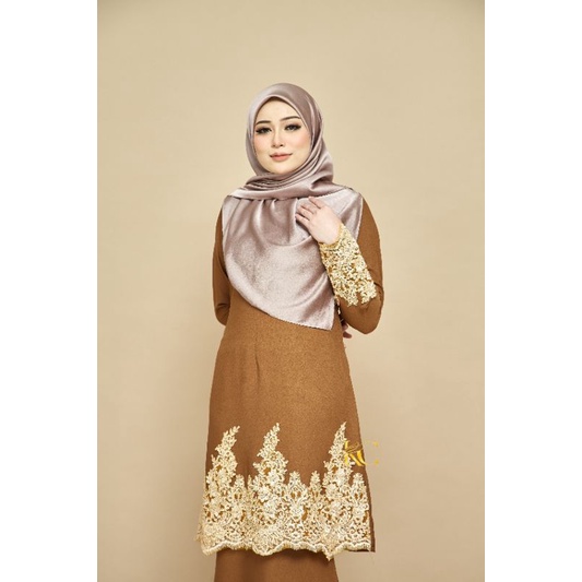 KURUNG MODEN LACE MEWAH XS HINGGA 3XL BROWN GOLD S | PGMall