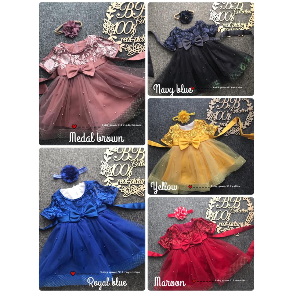 Baby Newborn Princess 511 Sleeveless Gown Lace Dress Kids with Headband ...