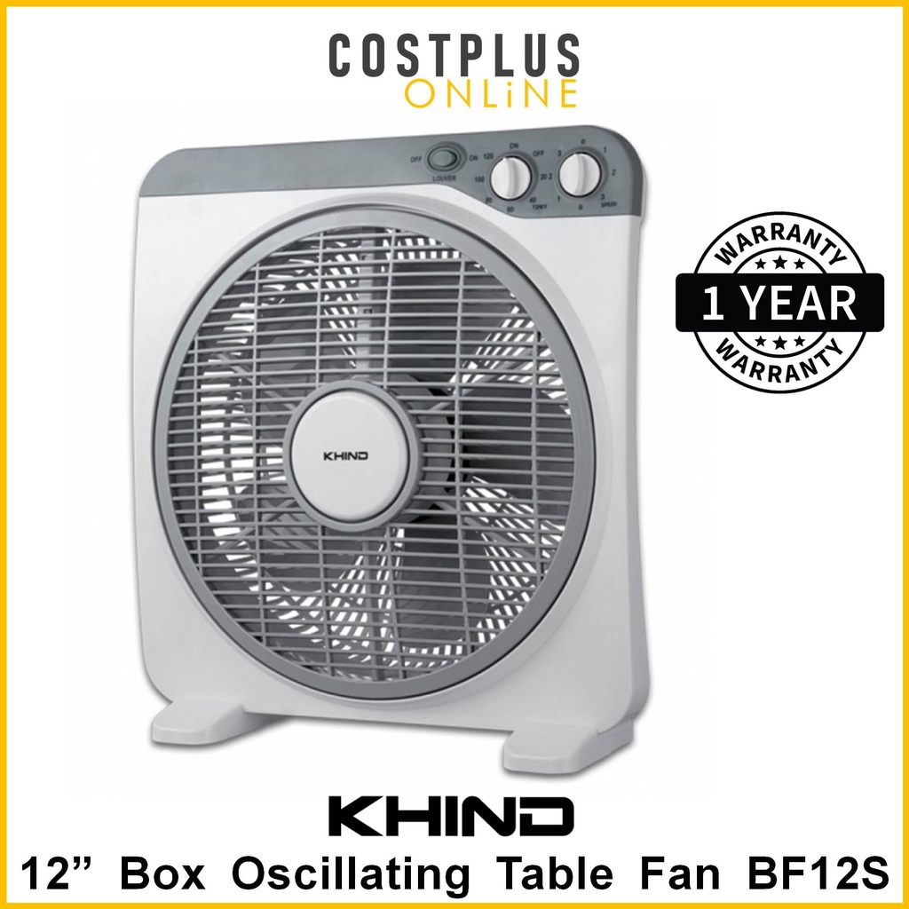 Khind bf12s 12" table fan slim box fan with oscillating louvre | BeeCost