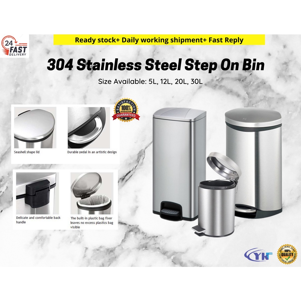 304 Stainless Steel 30L Pedal Step Bin High Quality/ Rubbish Bin/Trash ...