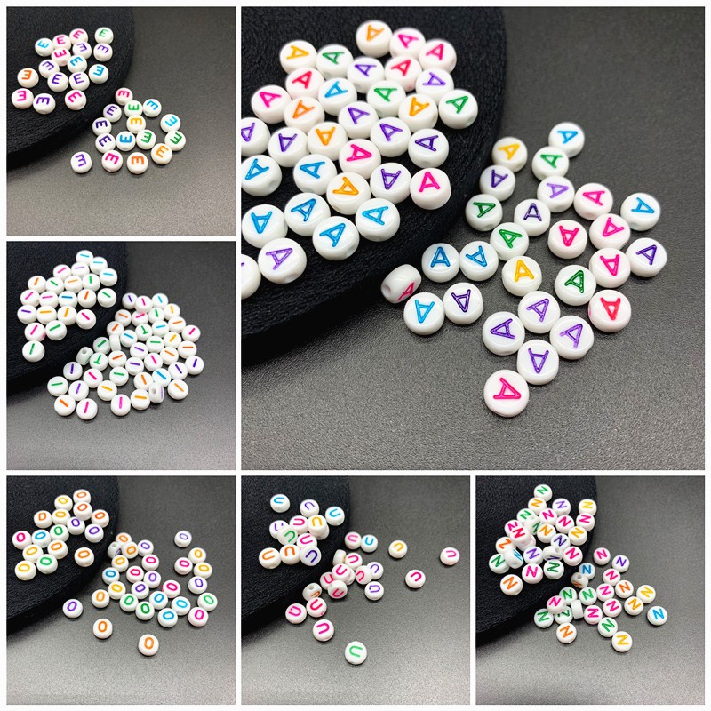 100Pcs/lot 4x7mm A-Z letter beads acrylic beads for DIY bracelet beads ...