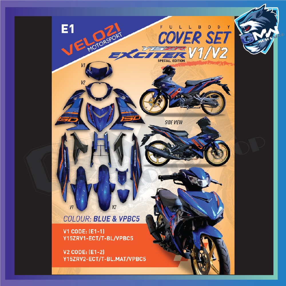 VELOZI COVER SET COVERSET YAMAHA Y15 Y15Z Y15ZR V1 V2 STICKER TANAM ...