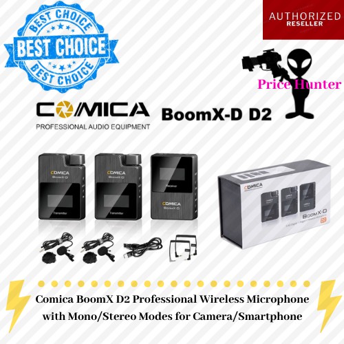Comica BoomX D2 Professional 2.4G Digital Wireless Microphone with Mono ...