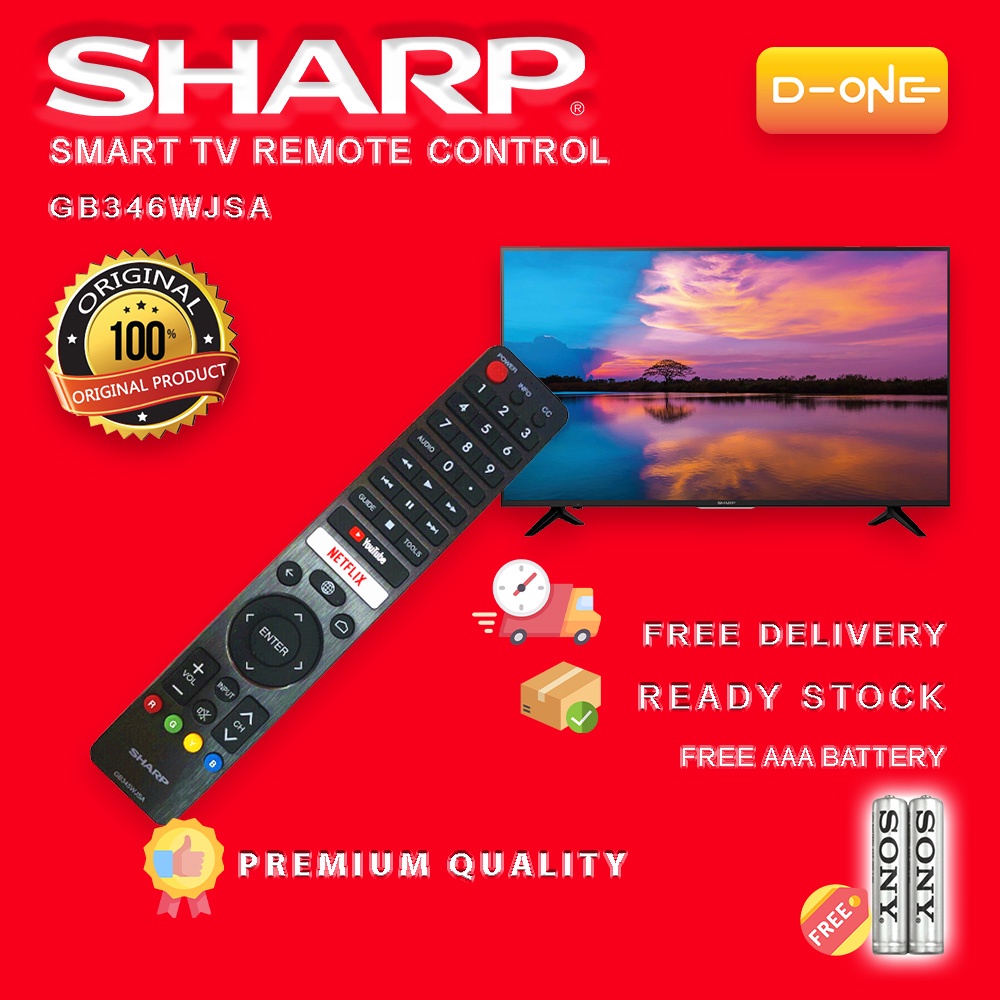 ORIGINAL Sharp Smart TV Remote Control Controller Youtube Netflix ...