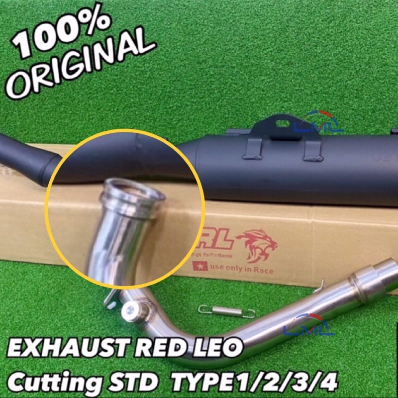 100% RED LEO Cutting Standard Exhaust Pipe 32mm 35mm Y15ZR Y15 REDLEO Ekzos Cutting STD TYPE 1 2 ...