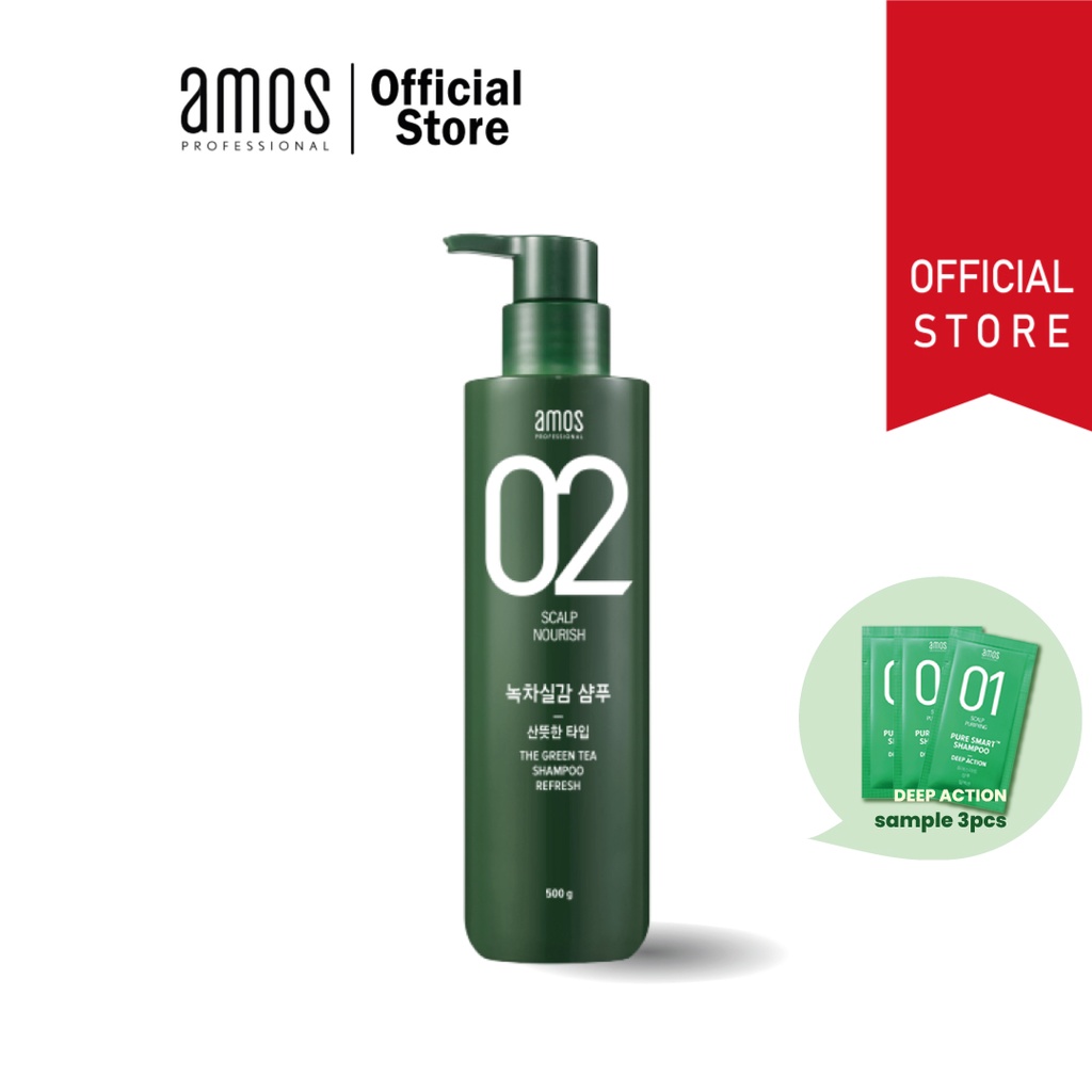 AMOS PROFESSIONAL The Greentea Shampoo hair loss Refresh 500ml | Shopee ...