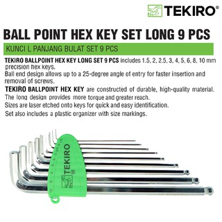 TEKIRO Ball Point Hex Key Long Set (9 Pcs) HK-BP1204 Allen Key ...