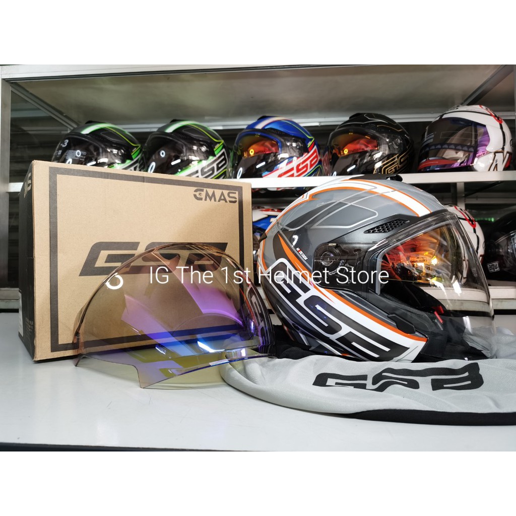 Original GSB G-263 Grey Open Face Helmet | Shopee Malaysia