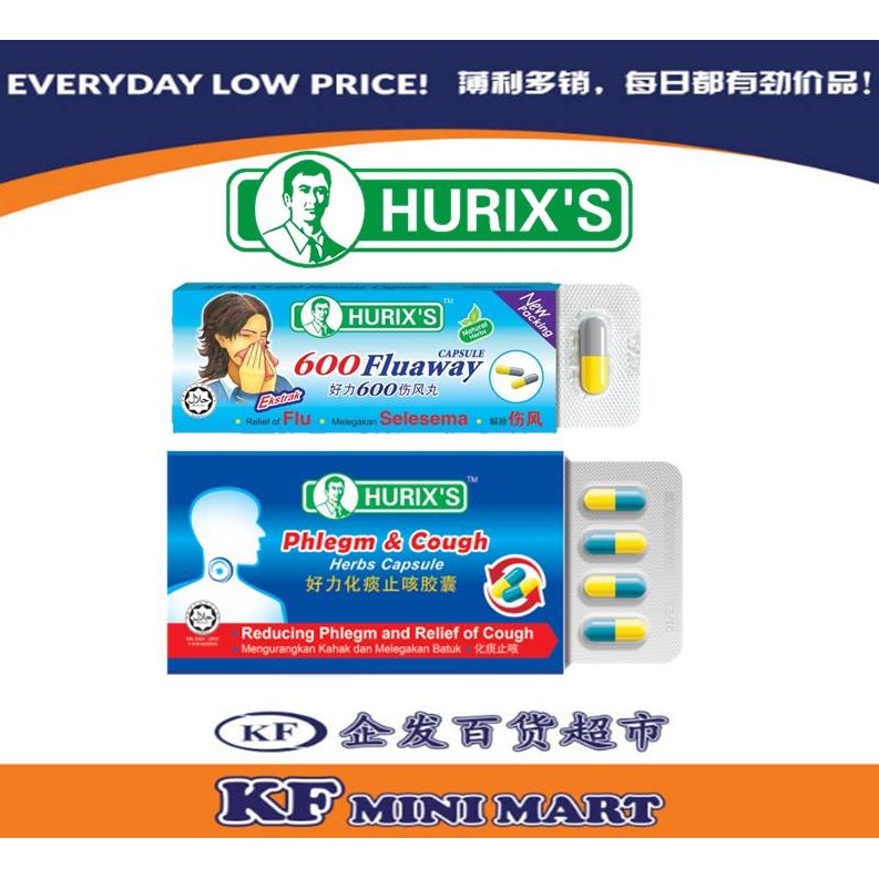HURIX'S 600 FLUAWAY CAPSULE IMPROVED 6S AND PHLEGM & COUGH HERBS ...