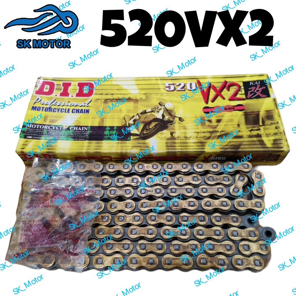 (Made In Japan) DID X Ring 520 VX2 120L Motorcycle Chain Gold Rantai ...