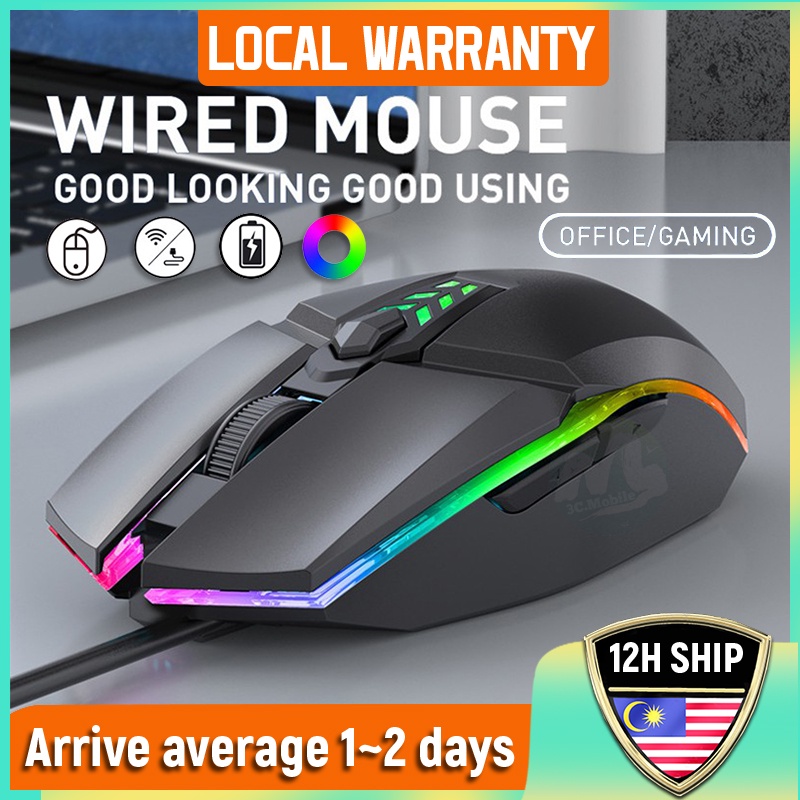 Wired Gaming Mouse 3200DPI Gaming Mouse Backlight Ergonomic USB Optical Computer Mouse Game Pc ...