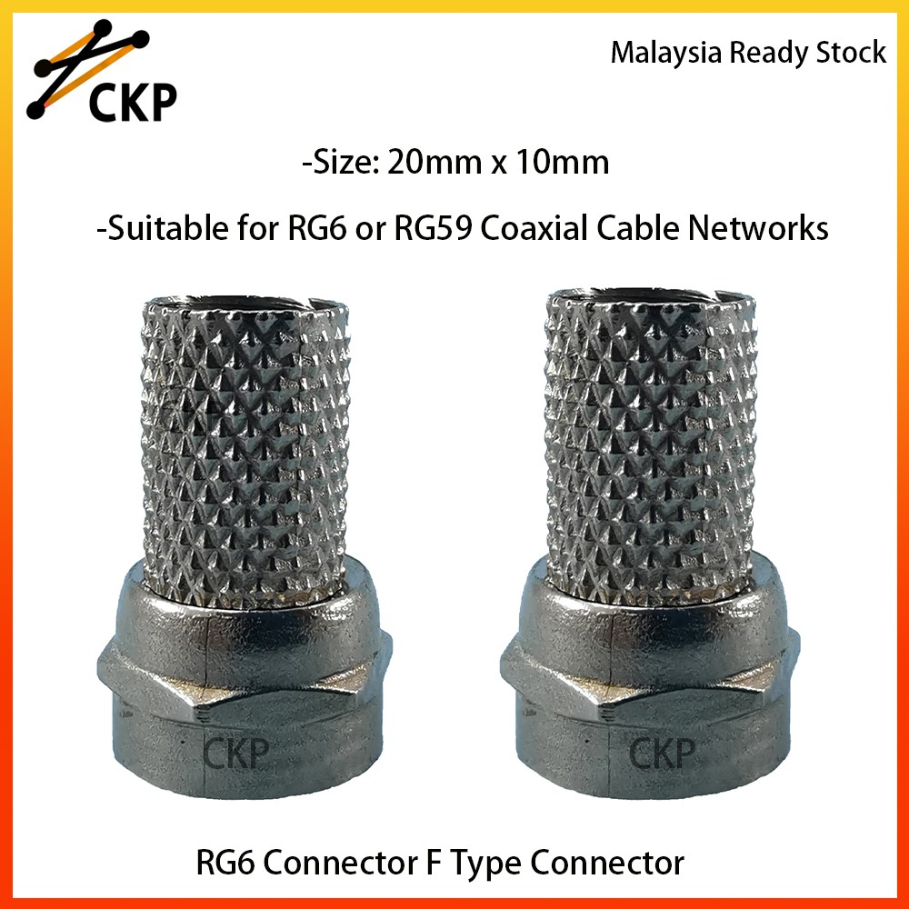 RG6 F-Type Plug Connector Male Twist-On Coax Coaxial Cable RF Connector ...