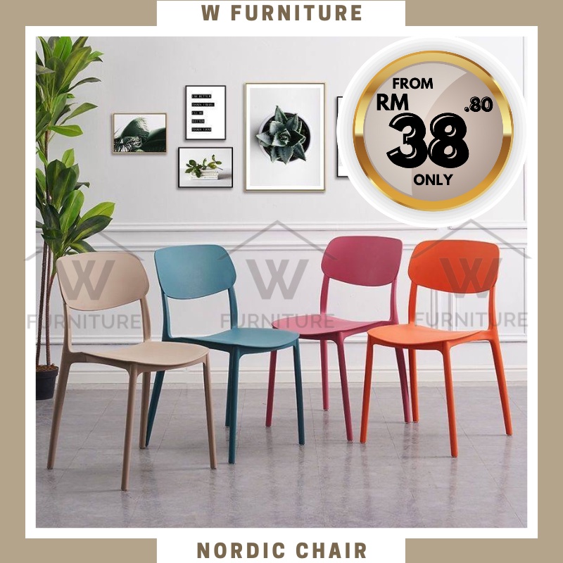 (BIG SIZE) WFURNITURE Nordic Candy Chair Plastic Chair Cafe Chair ...