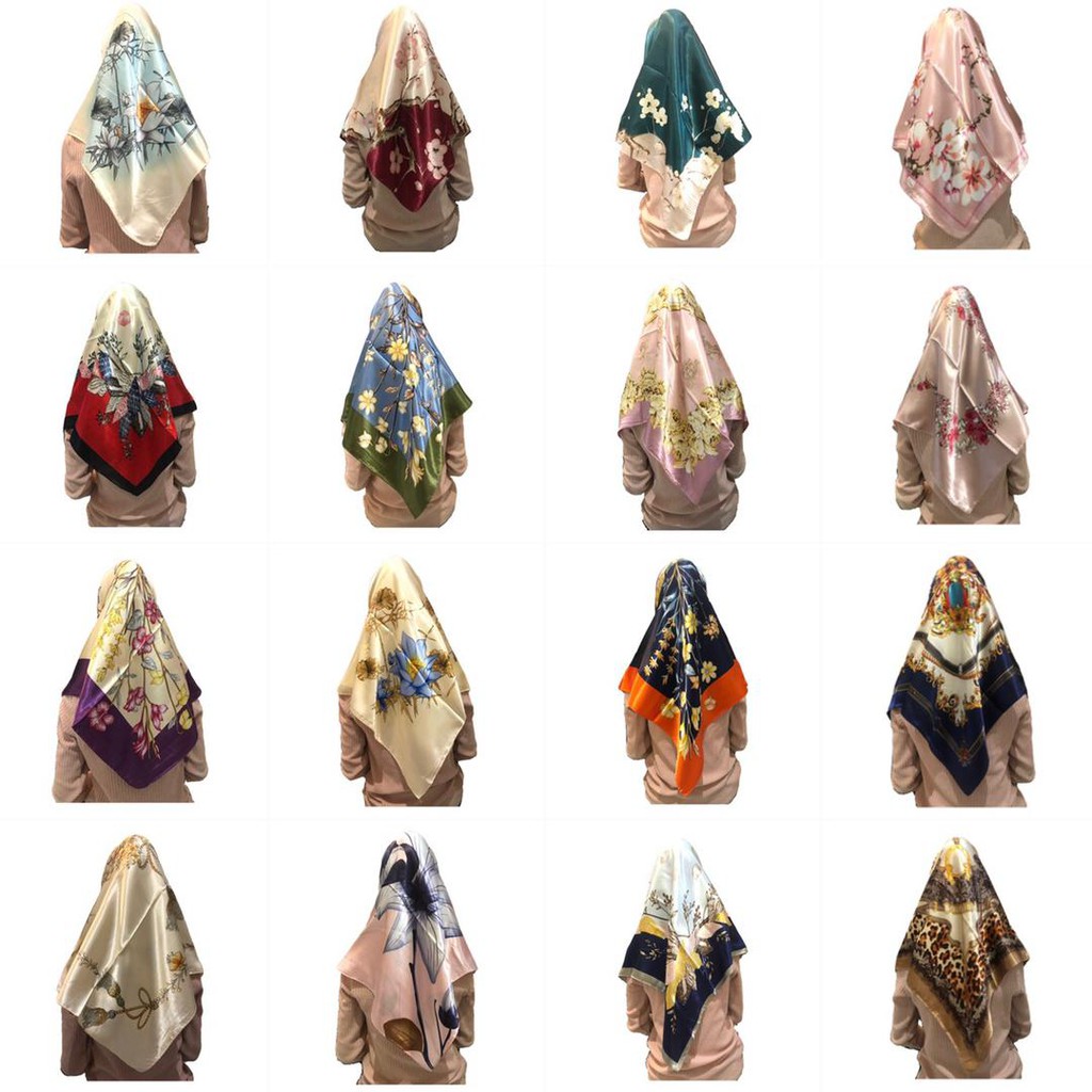 Ready Stock~Tudung Bawal Satin Silk Printed Bawal Bercorak Hijab (Local ...
