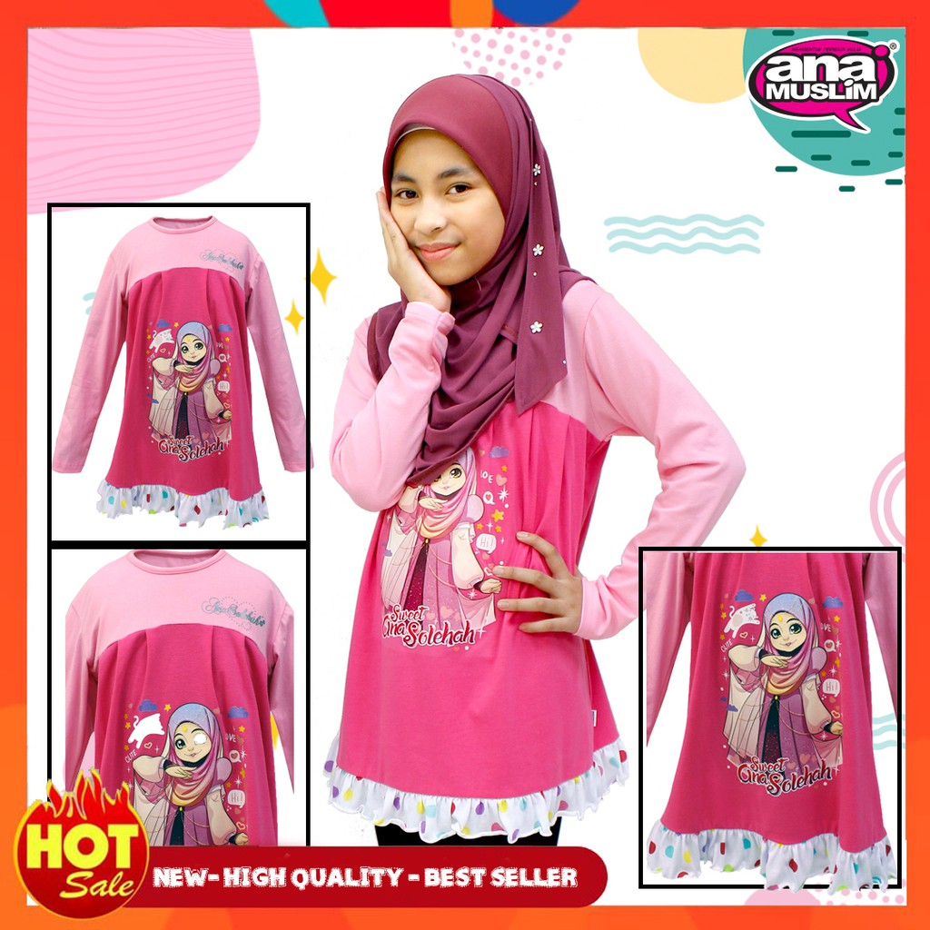 (ORIGINAL) BAJU PREMIUM COTTON ANA MUSLIM: PINK GLITTER BUSANA KANAK ...