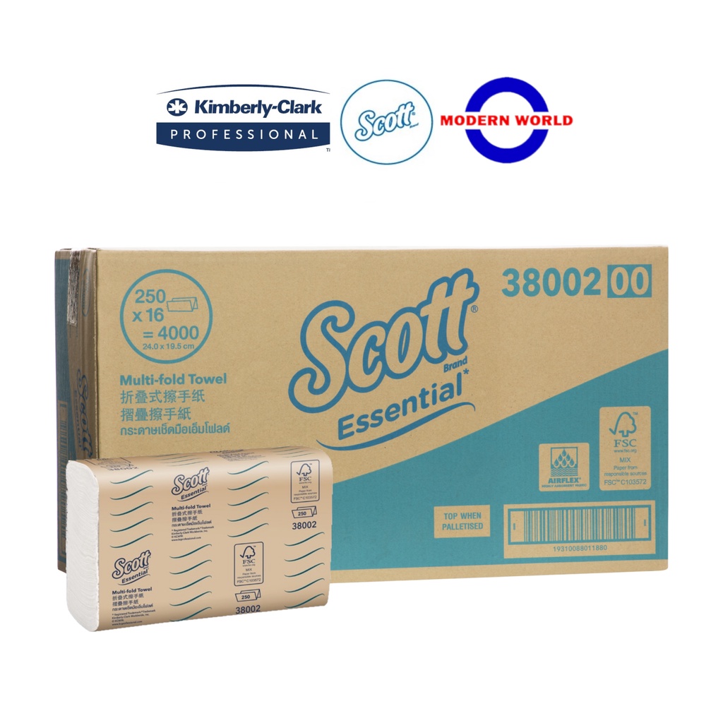 SCOTT® Essential Multi-Fold Hand Towel 38002 (16 pkts x 250s) Airflex ...