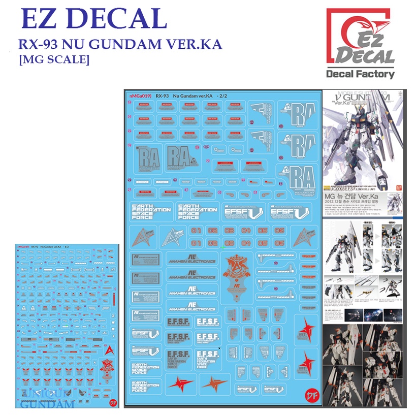 [EZ DECAL] S17 MG RX-93 NU GUNDAM VER.KA [MG SCALE] PRE-CUT | Shopee ...