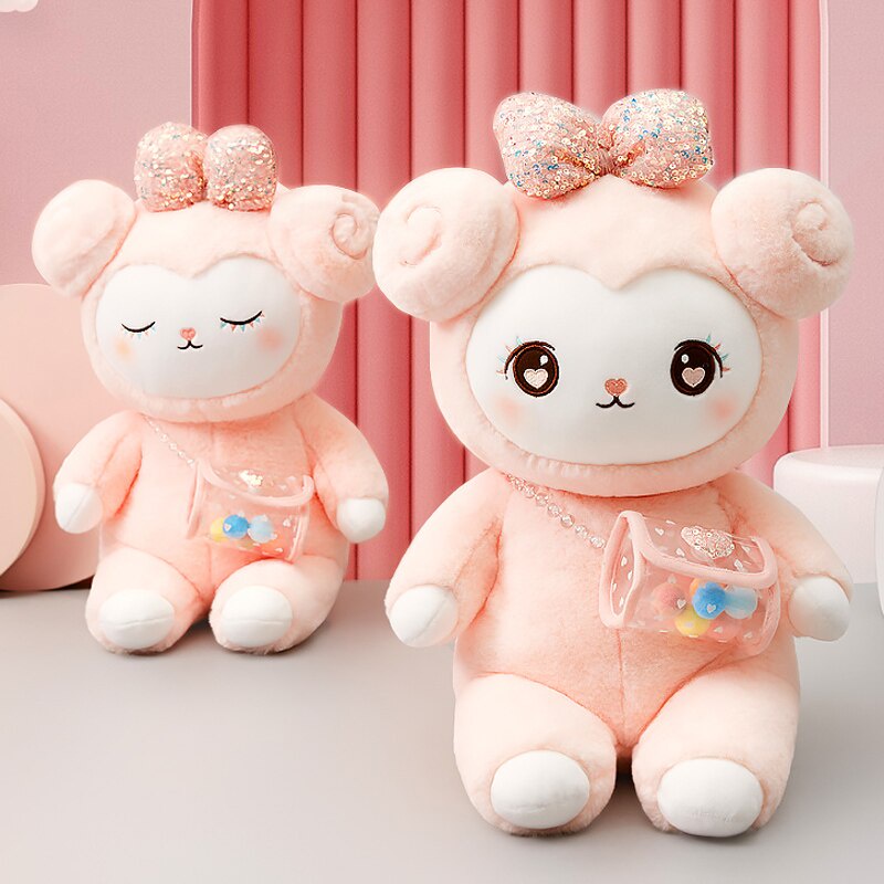 23-45cm Pink Sheep Plush Toy Cartoon Cute Lovely Sheep With Messenger ...