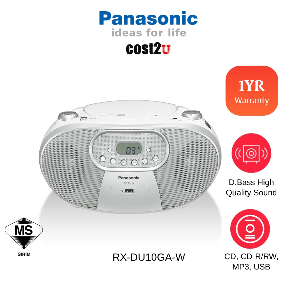 Panasonic Radio CD Player | RX-DU10GA-W RX-DU10 USB Player MP3 Speaker ...