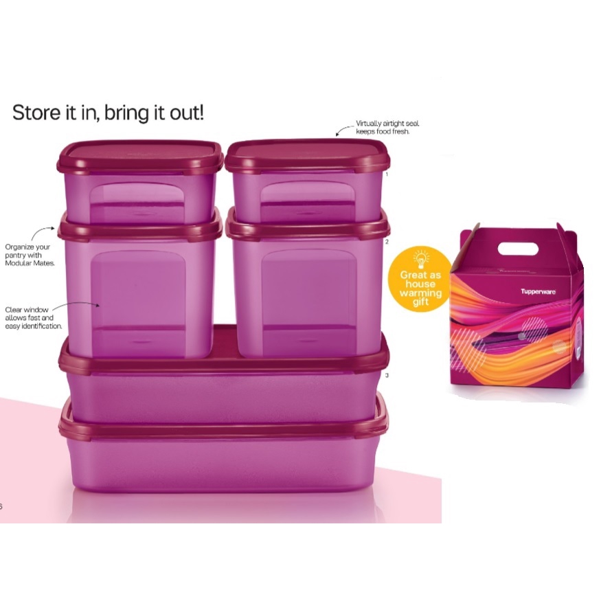 SALE Tupperware (6pcs Set + Box ) Mega Modular Set Modular Mates 850ml ...