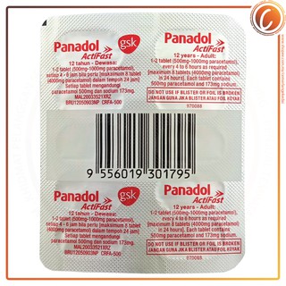 GSK Panadol ActiFast 500 mg Paracetamol Sakit Kepala Demam - 1 BOX (100 ...