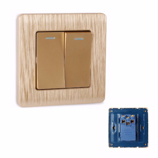 MumoLight Home Switches C60 Classical Art Gold 16A 250V 2 Gang 1/2 Way ...