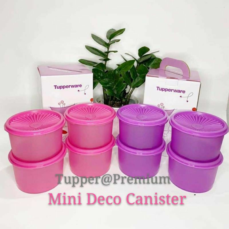 (READY STOCK)Tupperware mini deco canister 600ml 1set 4pcs pink or ...