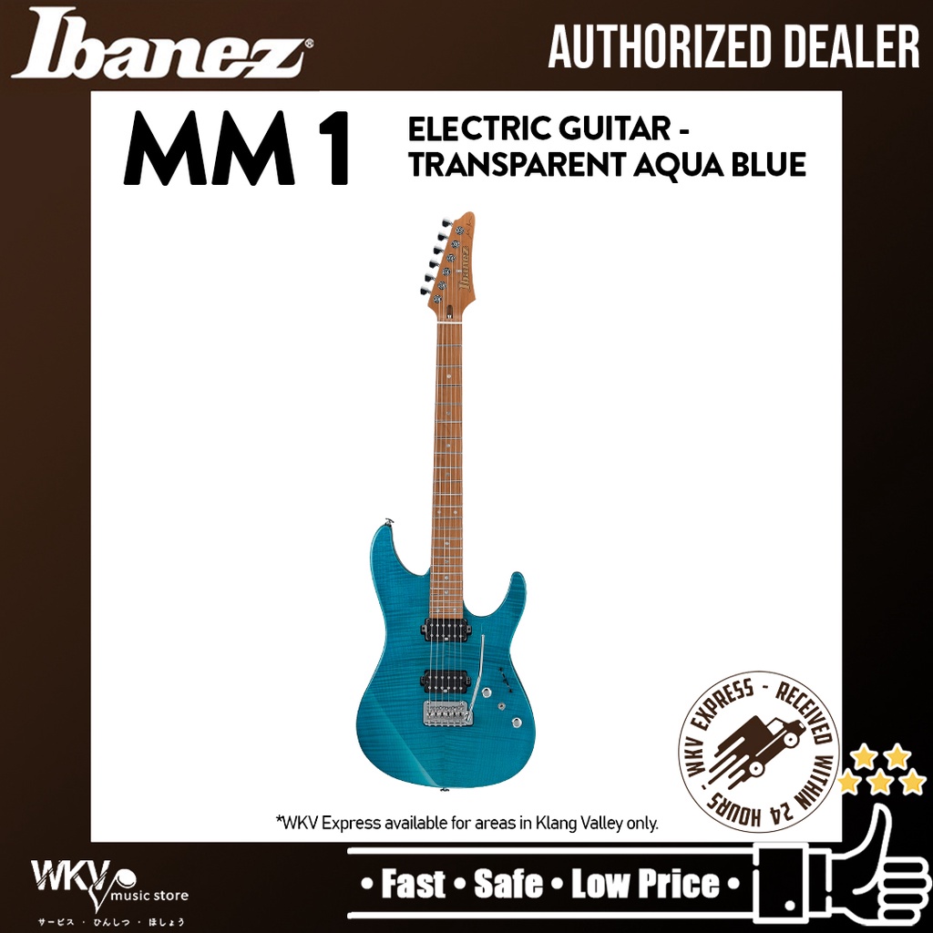 Ibanez MM1 Martin Miller Signature Electric Guitar - Transparent Aqua ...