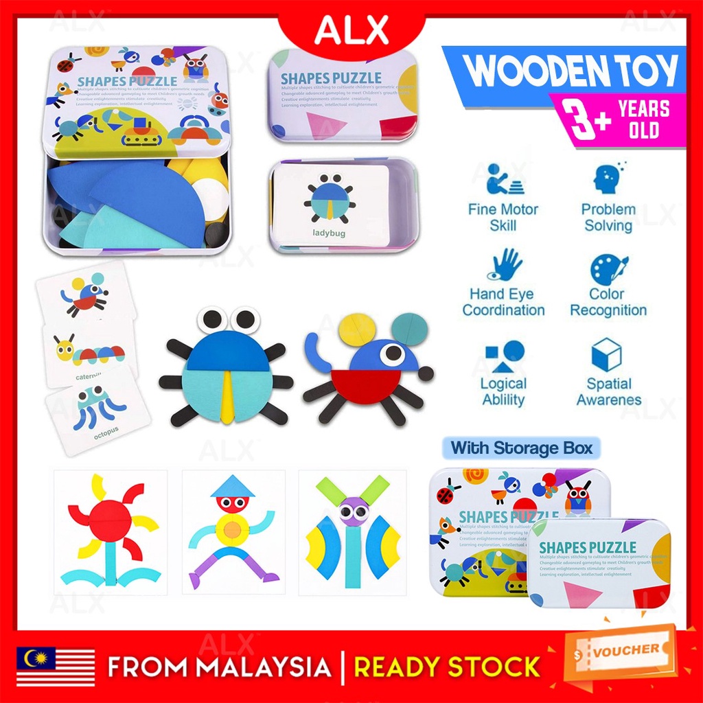 ALX CLEAR STOCK Wooden Pattern Blocks Shape Puzzles Colour Sorting ...
