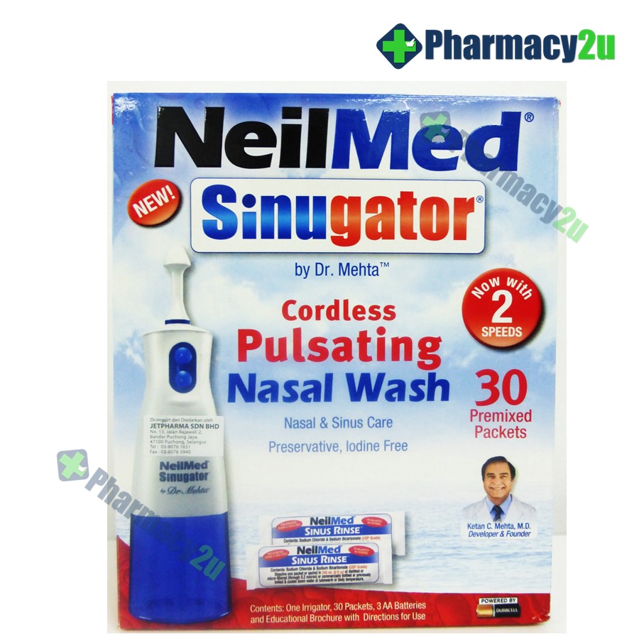 NEILMED SINUGATOR CORDLESS PULSATING NASAL WASH WITH 30S PREMIXED ...