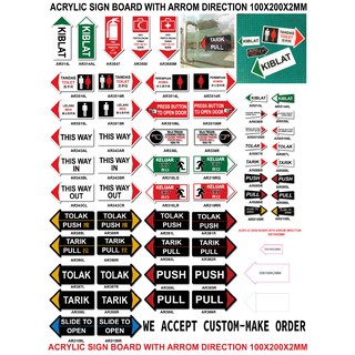 SILA TEKAN LOCENG PINTU ACRYLIC SIGN BOARD WITH LEFT ARROW DIRECTION ...
