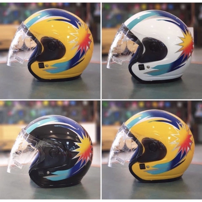 LTD BINTANG HELMET putih kuning hitam (free visor 2TON Hitam ) | Shopee ...