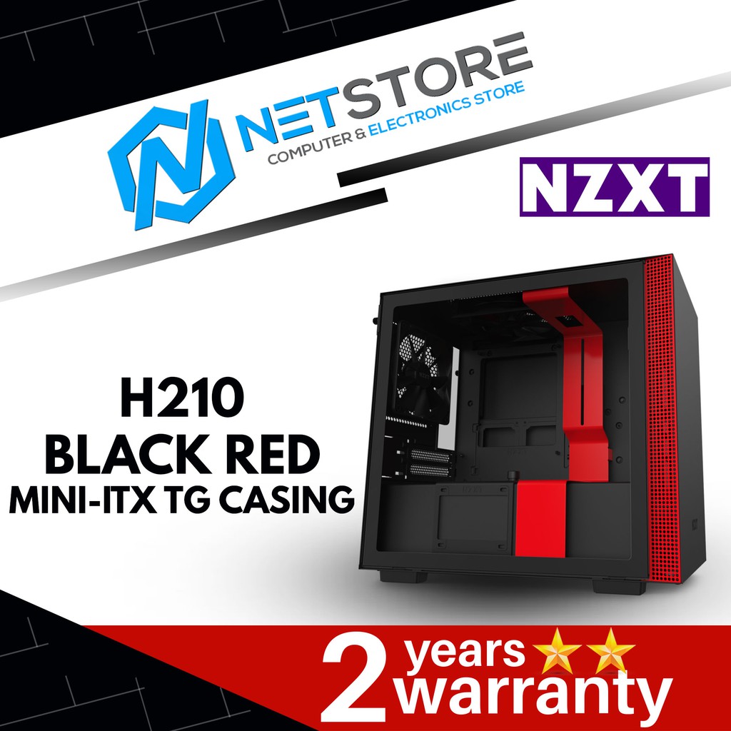 Nzxt h210 black red mini-itx tg casing ca-h210b-br | BeeCost