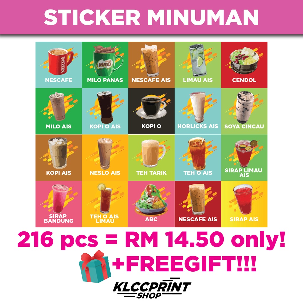 Sticker Minuman Milo Nescafe Kopi / Drinks Sticker/ Sticker Foodtruck ...