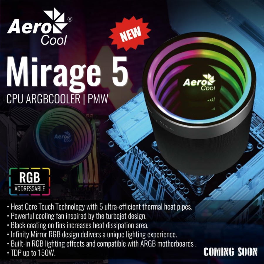 Aerocool Mirage 5 Cpu Argb New Air Cooler | BeeCost