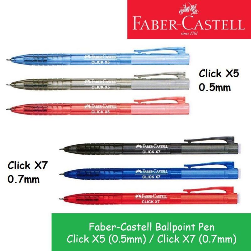 Faber-Castell Ball Pen Click (X5 0.5mm / X7 0.7mm) | Shopee Malaysia