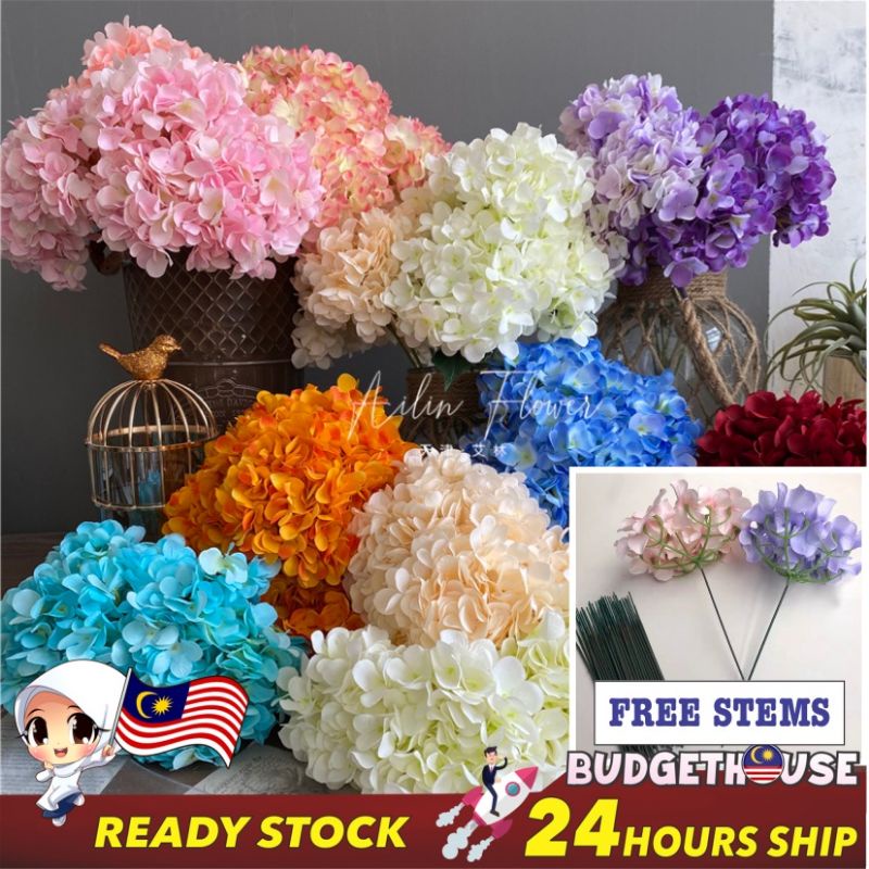 (FREE BATANG)1Pc/batang Hydrangea Flower For Hand Bouquet/Wedding/Bunga ...