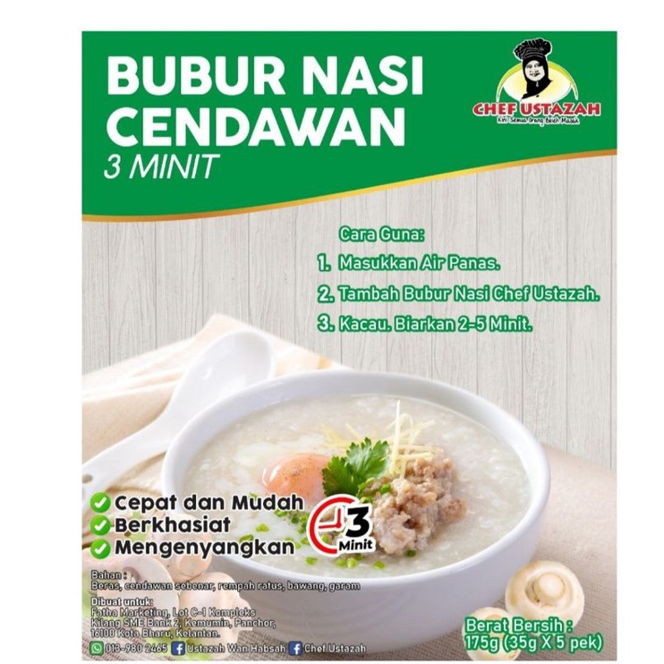 Bubur Nasi Cendawan Segera Chef Ustazah | Shopee Malaysia