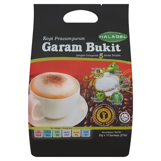 Halagel Premix Coffee Rock Salt (Coffee Garam Bukit) 15 Sachets x 25g ...