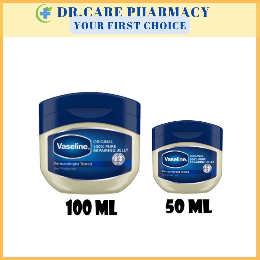 Vaseline 100% Pure Petroleum Jelly Repairing Jelly 50ml / 100ml - Repairs dry & damaged skin ...