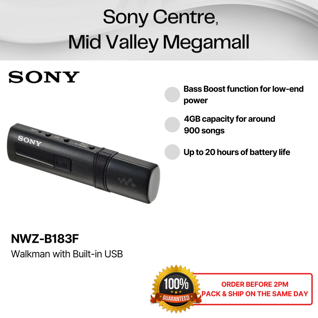 Sony MP3 NWZ-B183F Walkman Music Player with FM Radio (4GB) - NWZB183F ...